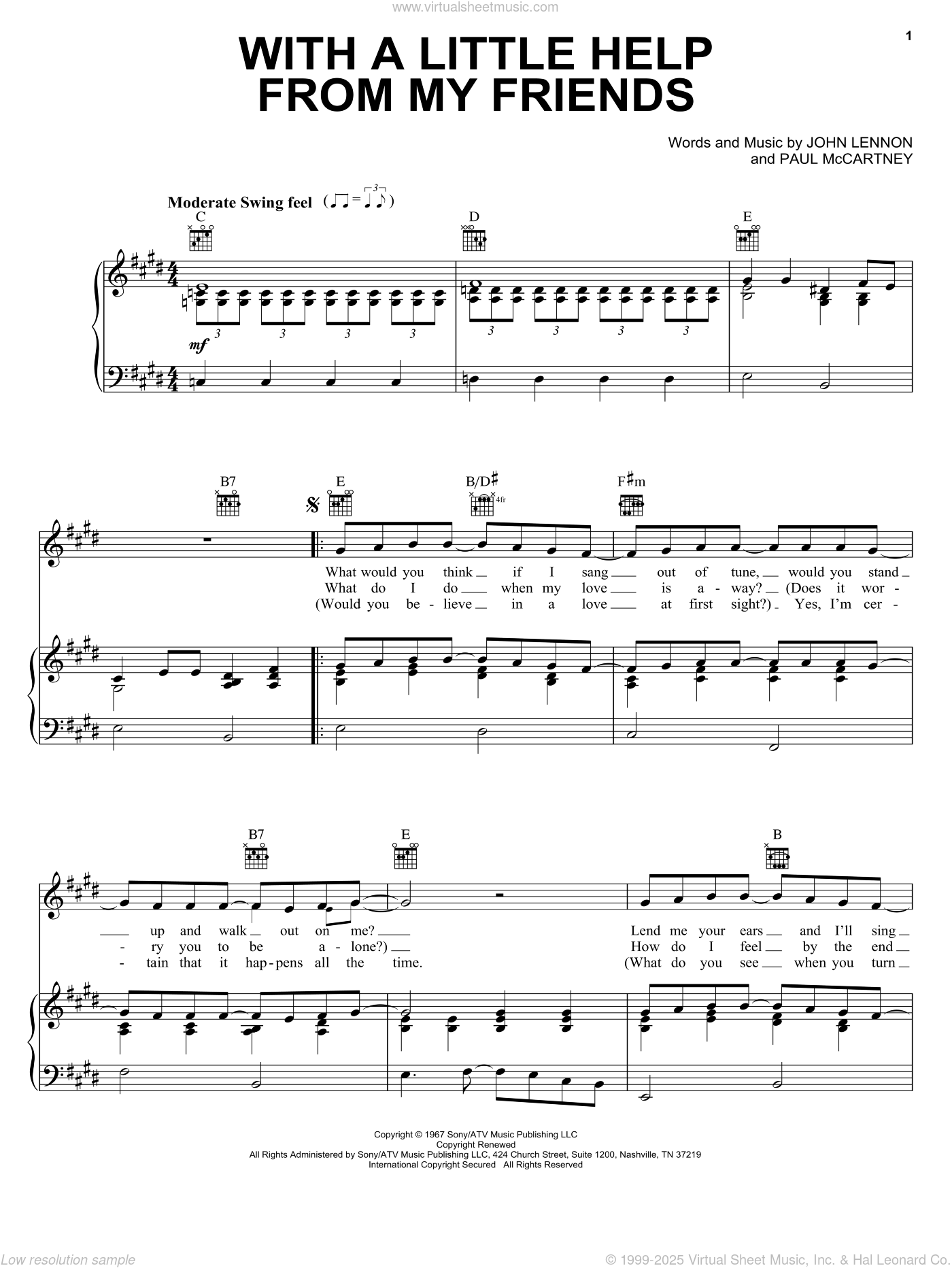 The Beatles: With A Little Help From My Friends sheet music for voice ...