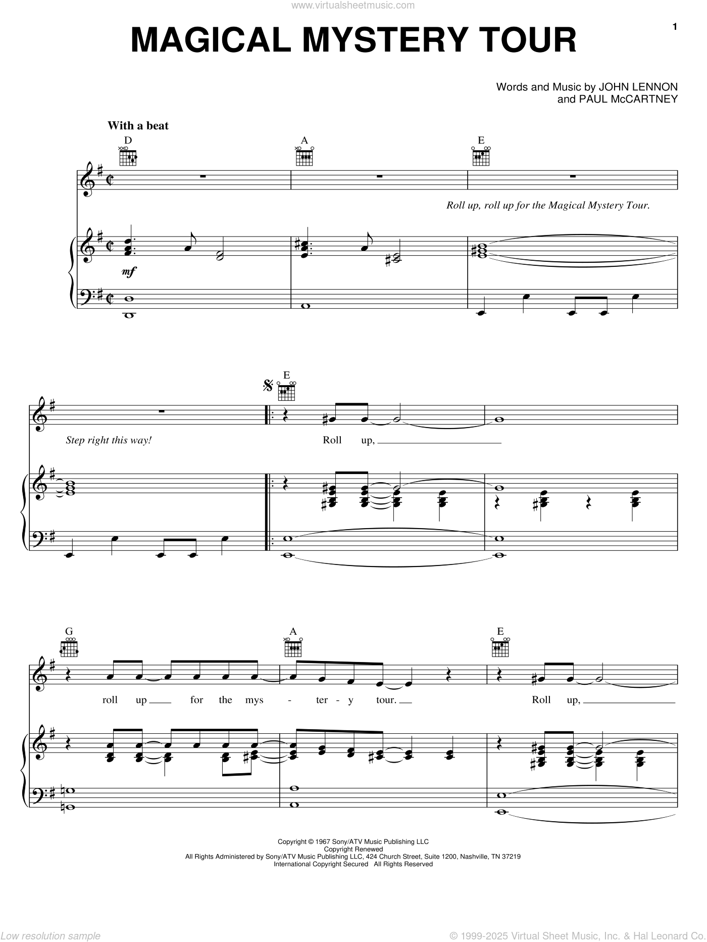Magical Mystery Tour sheet music for voice, piano or guitar (PDF)