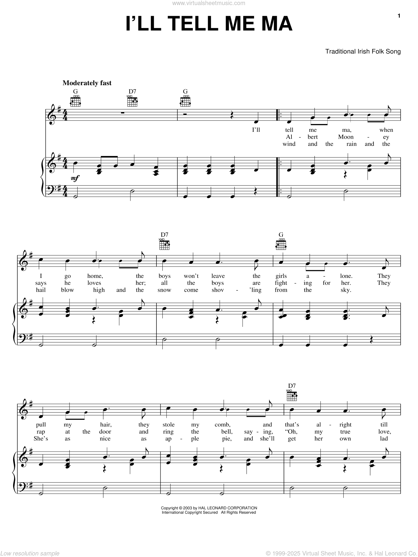 I'll Tell Me Ma sheet music for voice, piano or guitar (PDF)