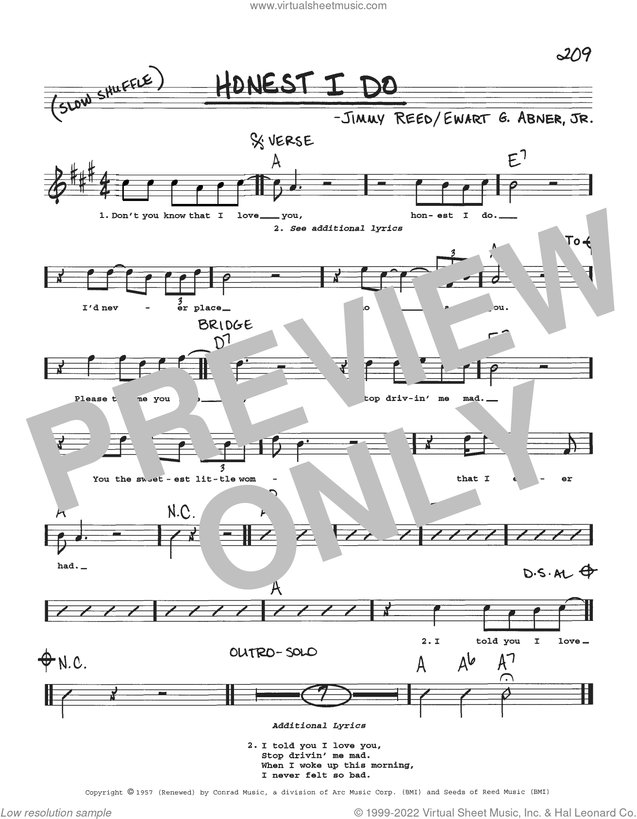 Honest I Do sheet music (real book with lyrics) (PDF)