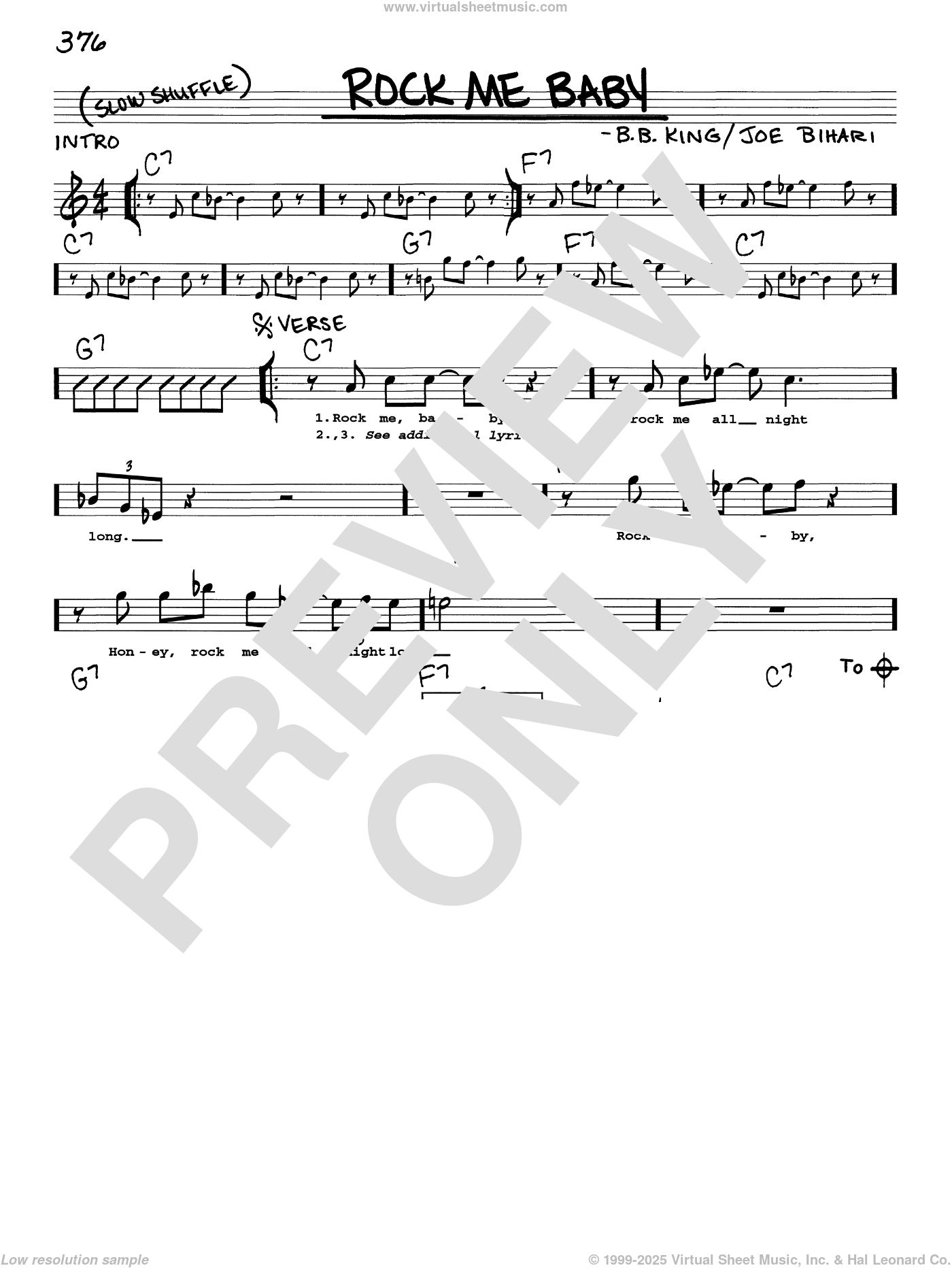Rock Me Baby sheet music (real book with lyrics) (PDF)