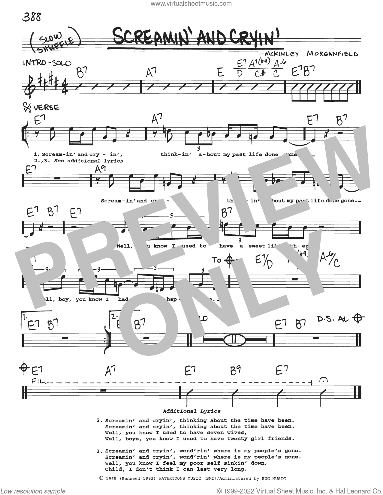 Screamin' And Cryin' sheet music (real book with lyrics) (PDF)