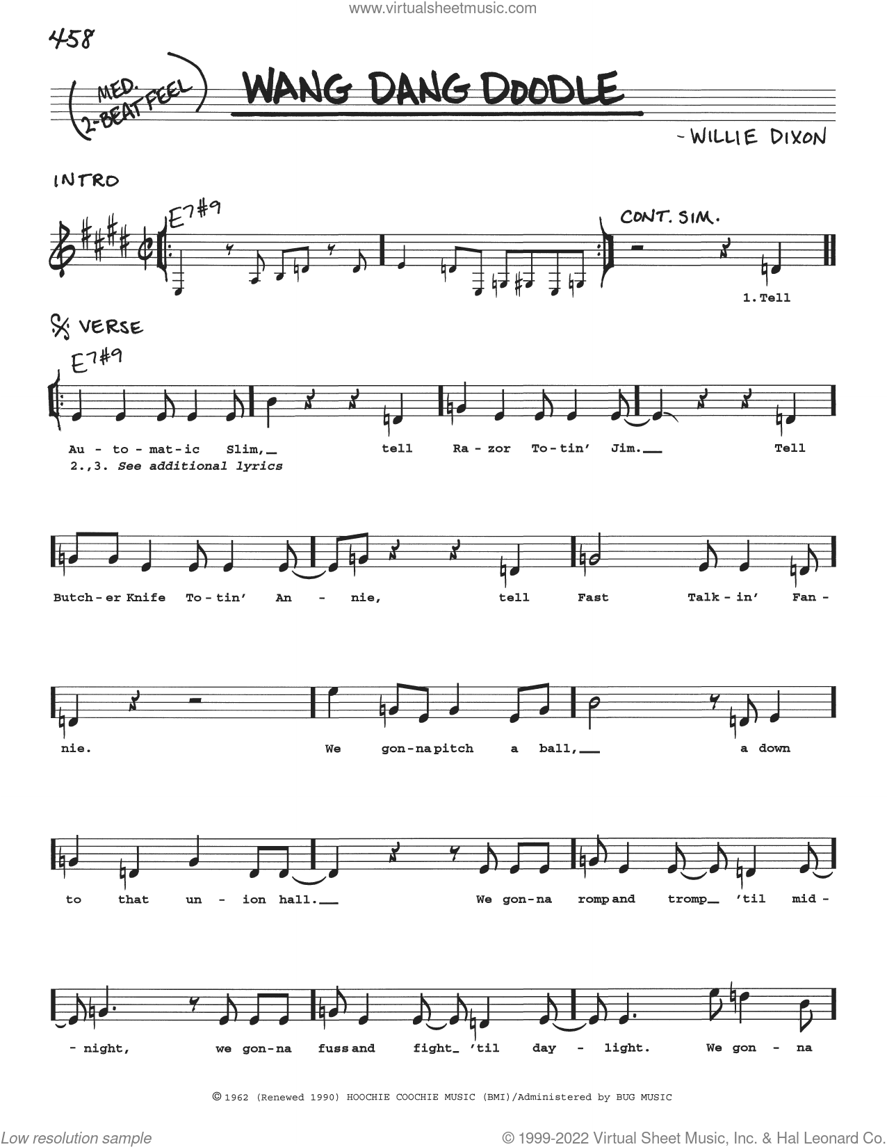 Wang Dang Doodle sheet music (real book with lyrics) (PDF)