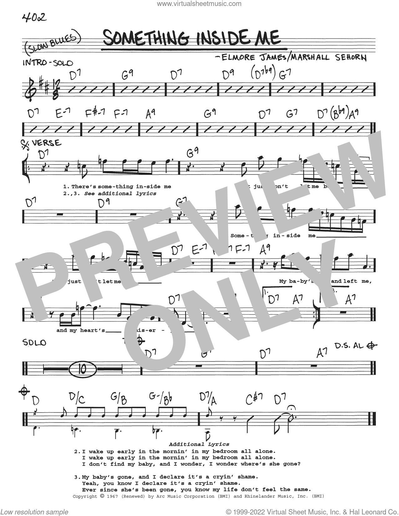 Something Inside Me sheet music (real book with lyrics) (PDF)