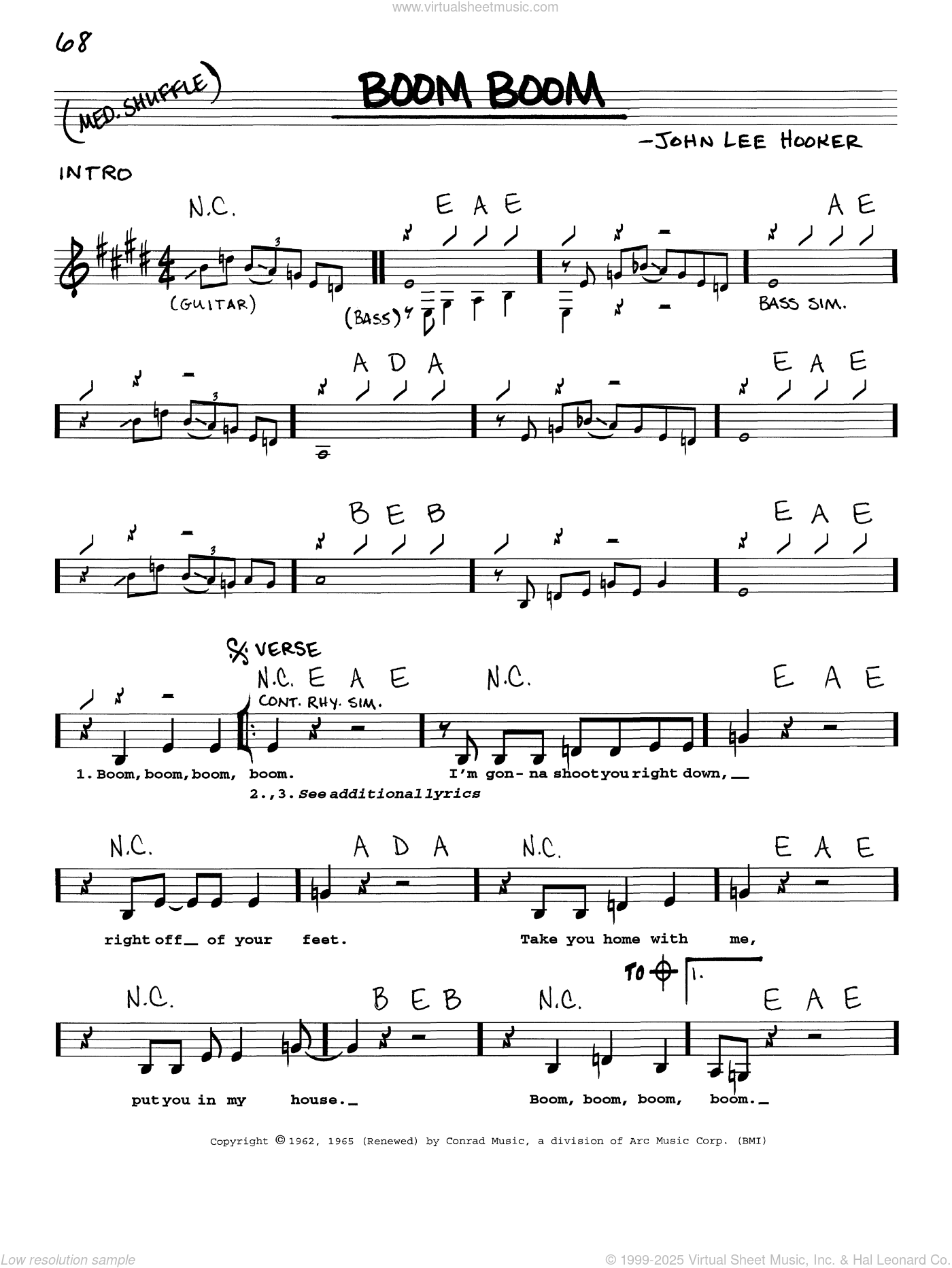 Boom Boom sheet music (real book with lyrics) (PDF)