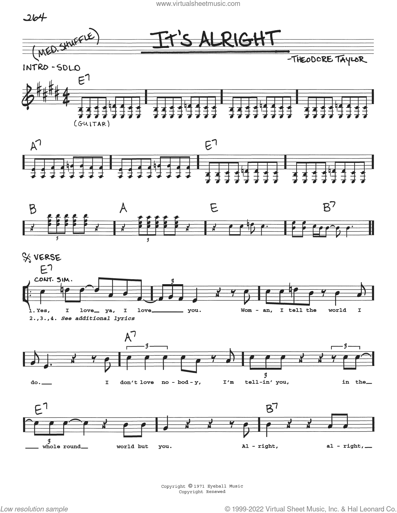 It's Alright sheet music (real book with lyrics) (PDF)