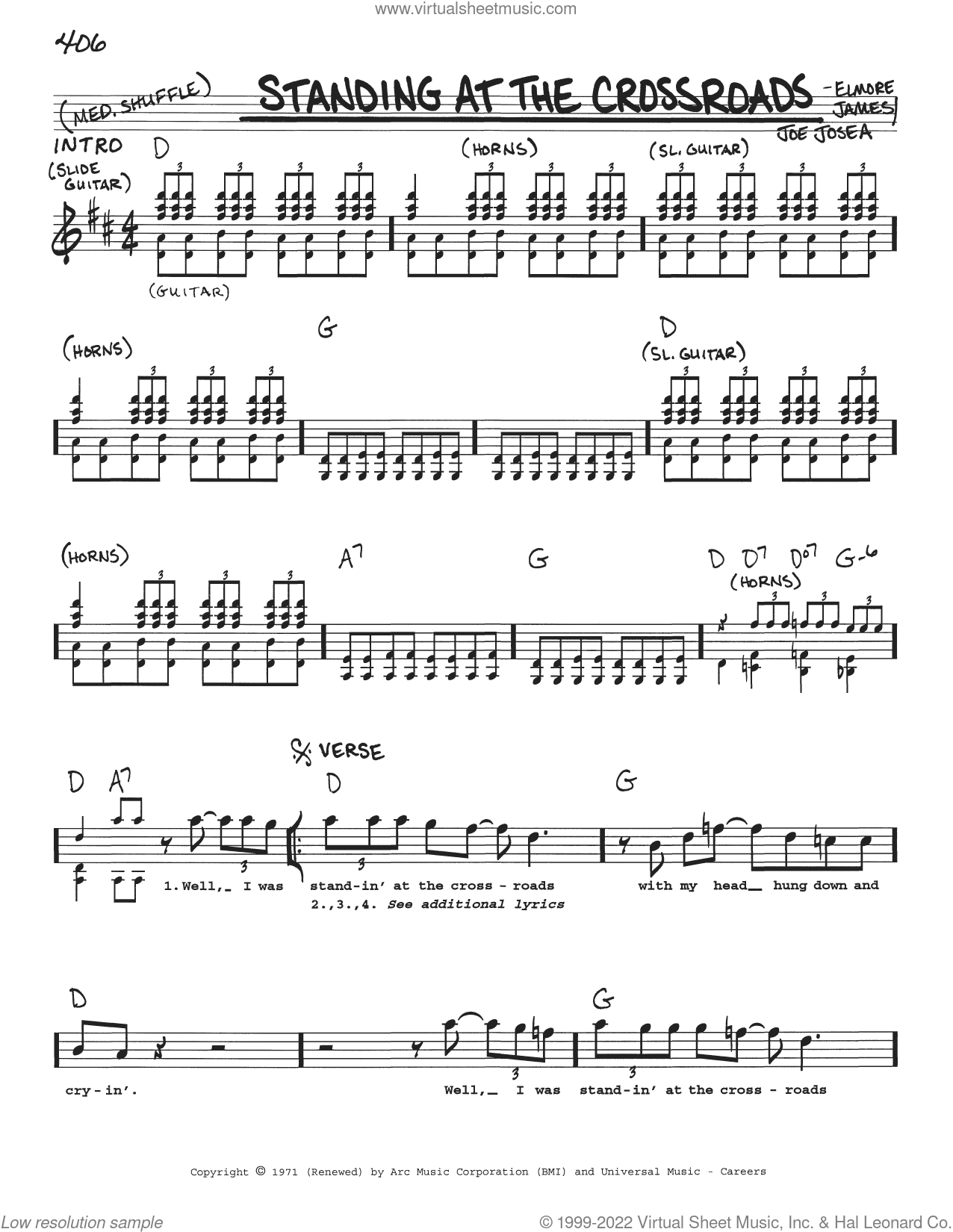 Standing At The Crossroads sheet music (real book with lyrics)