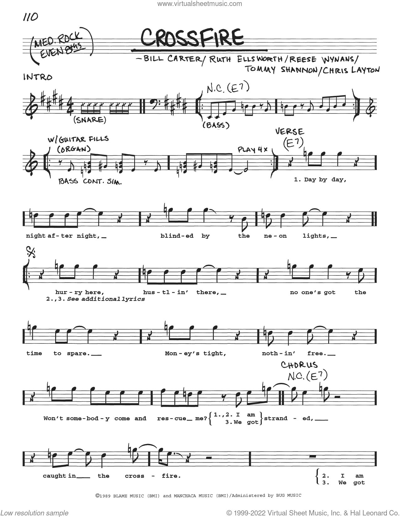 Crossfire sheet music (real book with lyrics) (PDF)