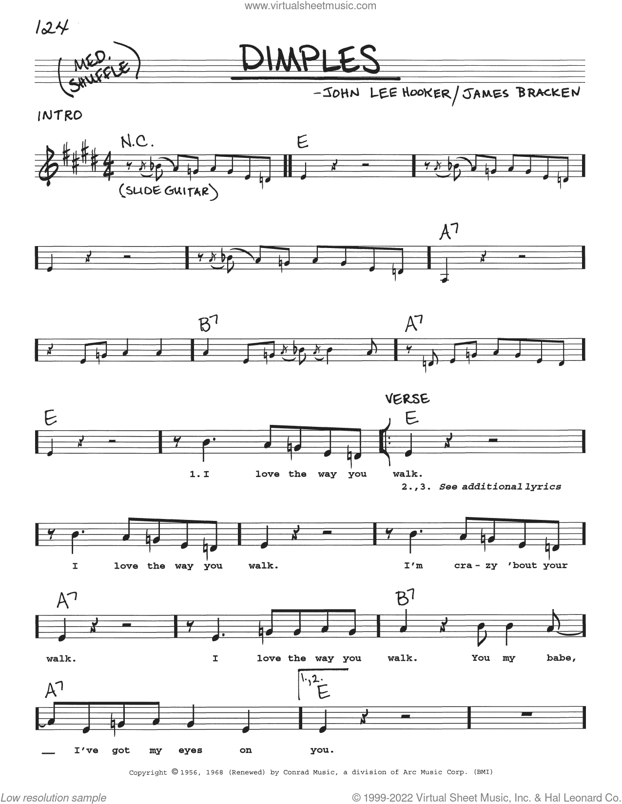 Dimples sheet music (real book with lyrics) (PDF)