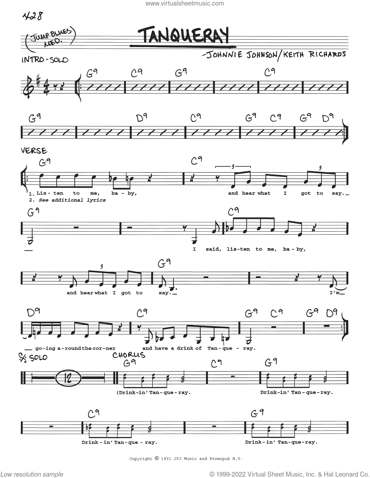 Tanqueray sheet music (real book with lyrics) (PDF)