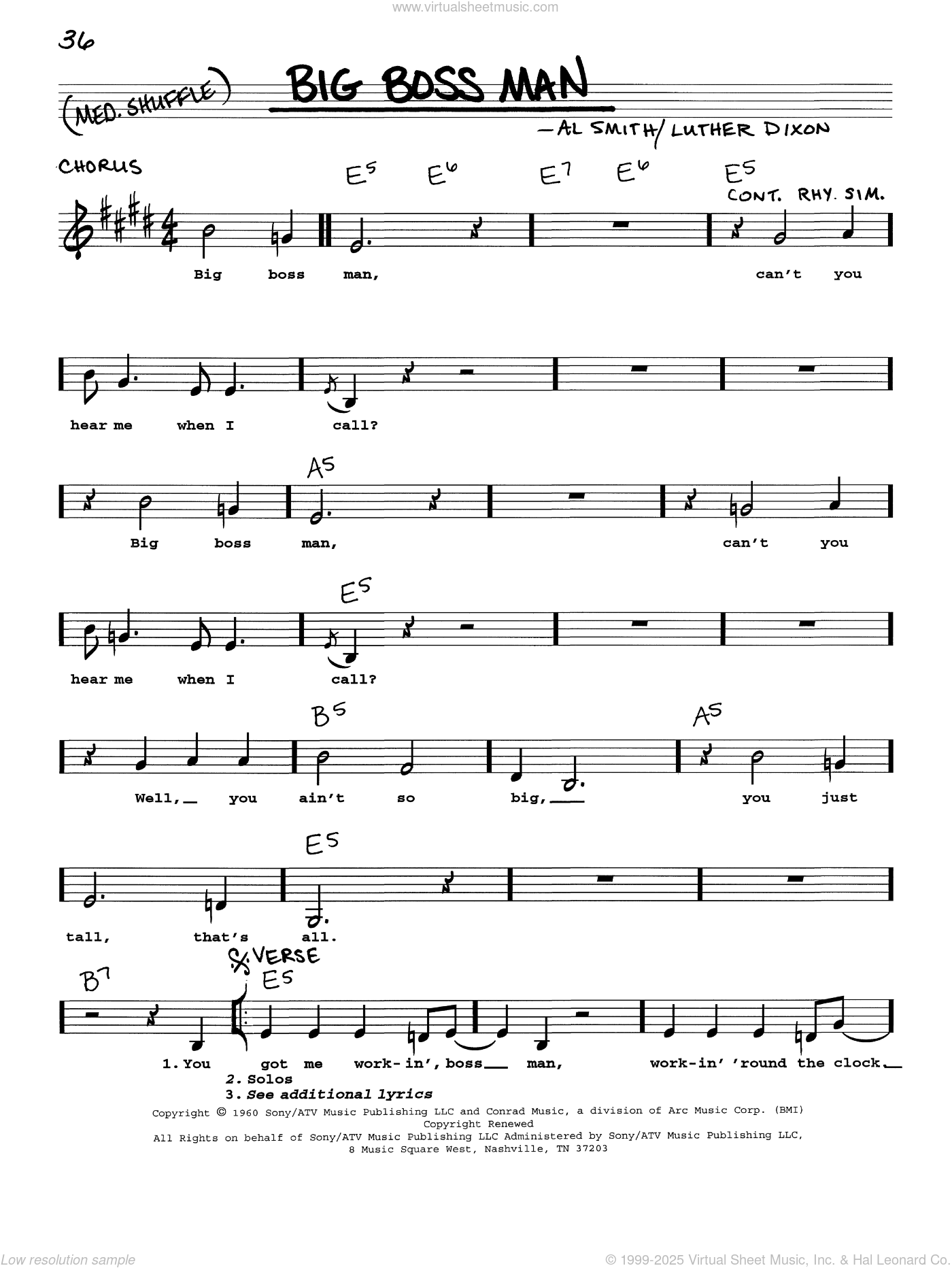Big Boss Man sheet music (real book with lyrics) (PDF)