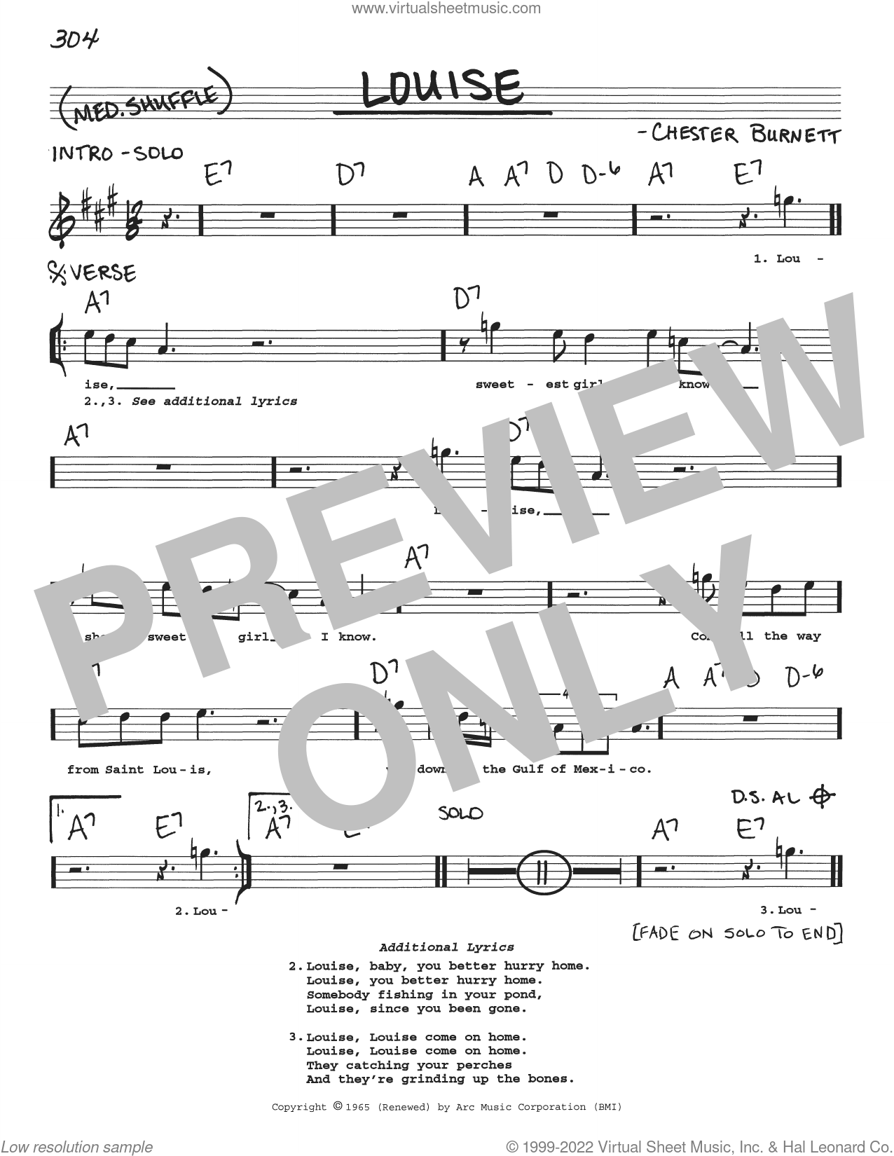 Louise sheet music (real book with lyrics) (PDF)