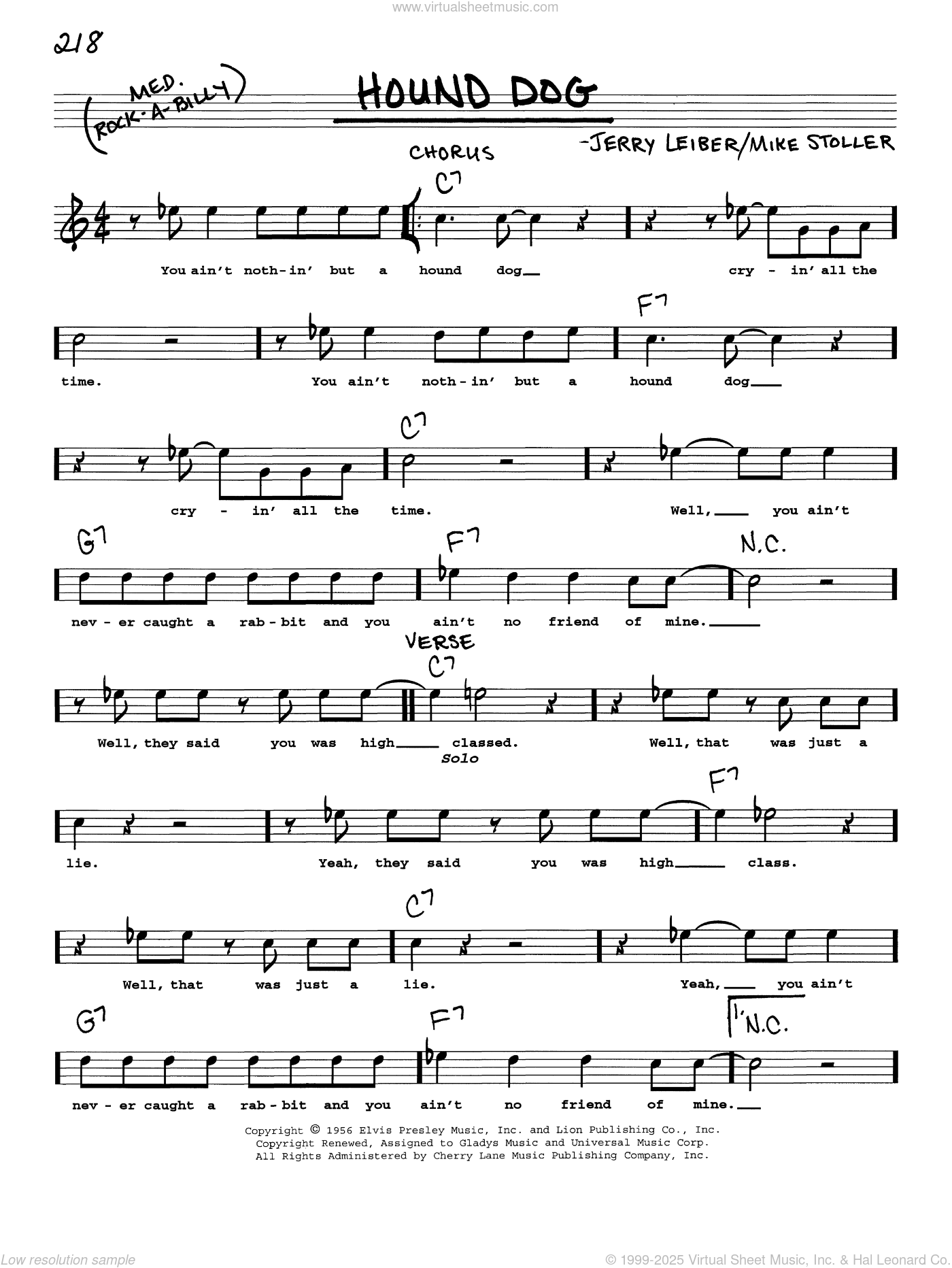 Hound Dog sheet music (real book with lyrics) (PDF)