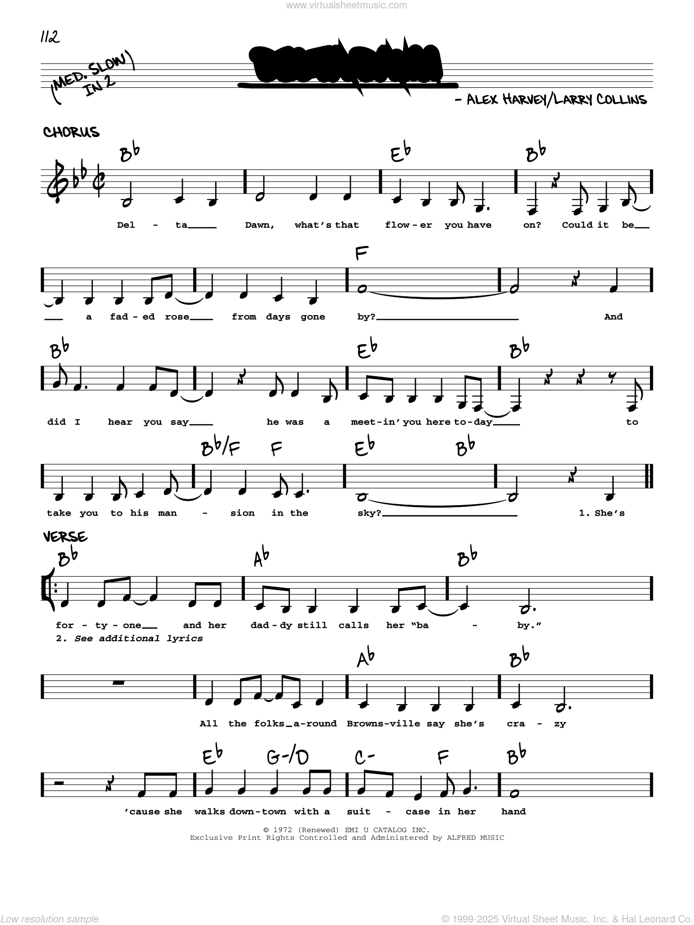 Delta Dawn sheet music (real book with lyrics) (PDF)