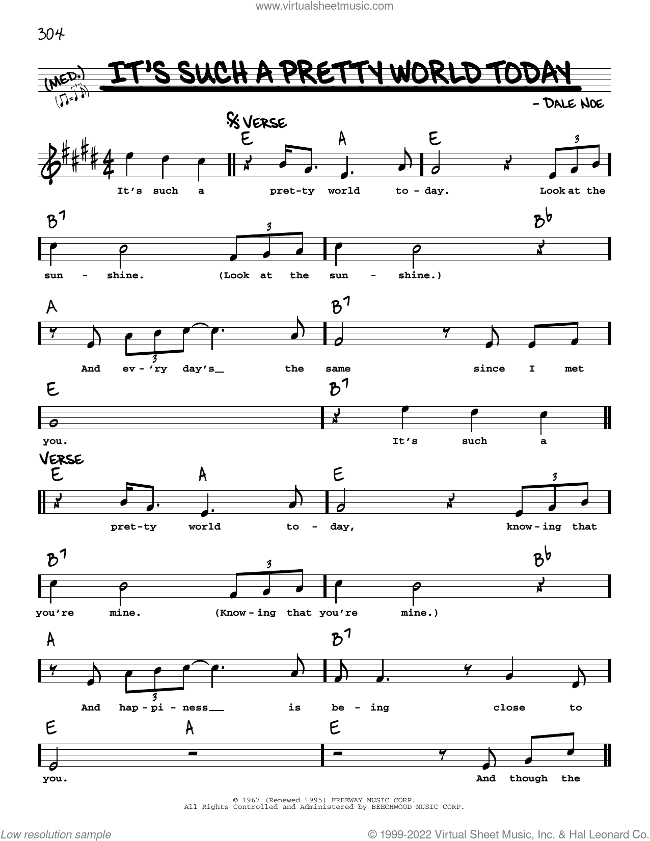 It's Such A Pretty World Today sheet music (real book with lyrics)