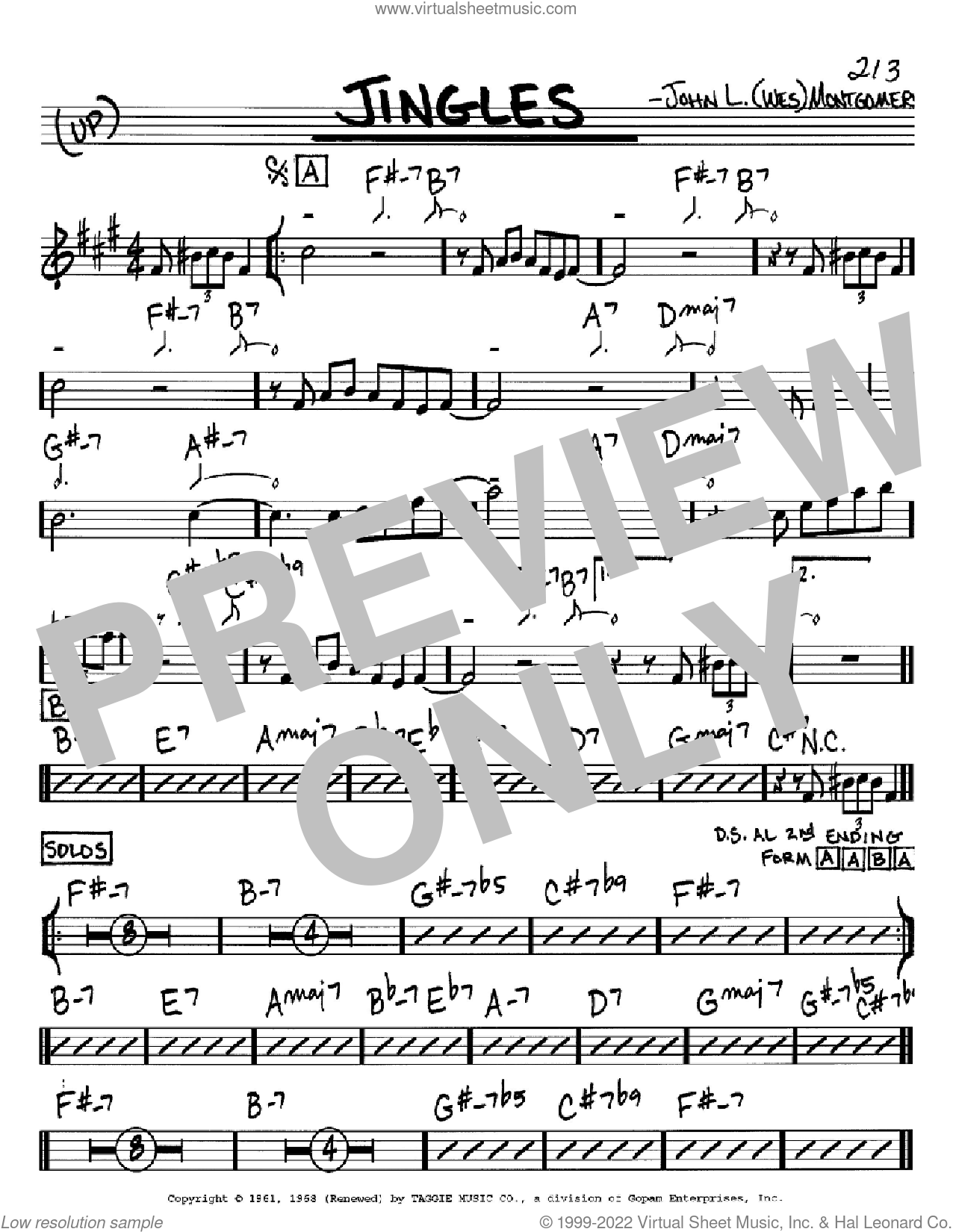 Jingles sheet music (real book - melody and chords) (in Bb) (PDF)