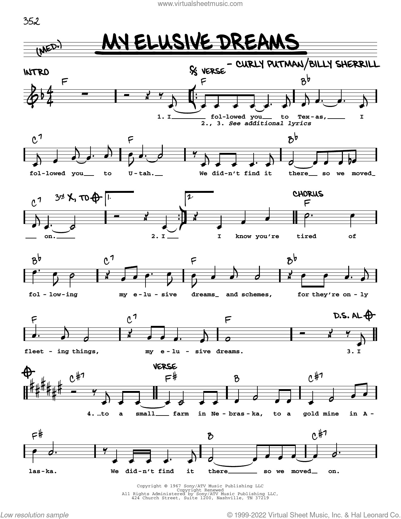 My Elusive Dreams sheet music (real book with lyrics) (PDF)