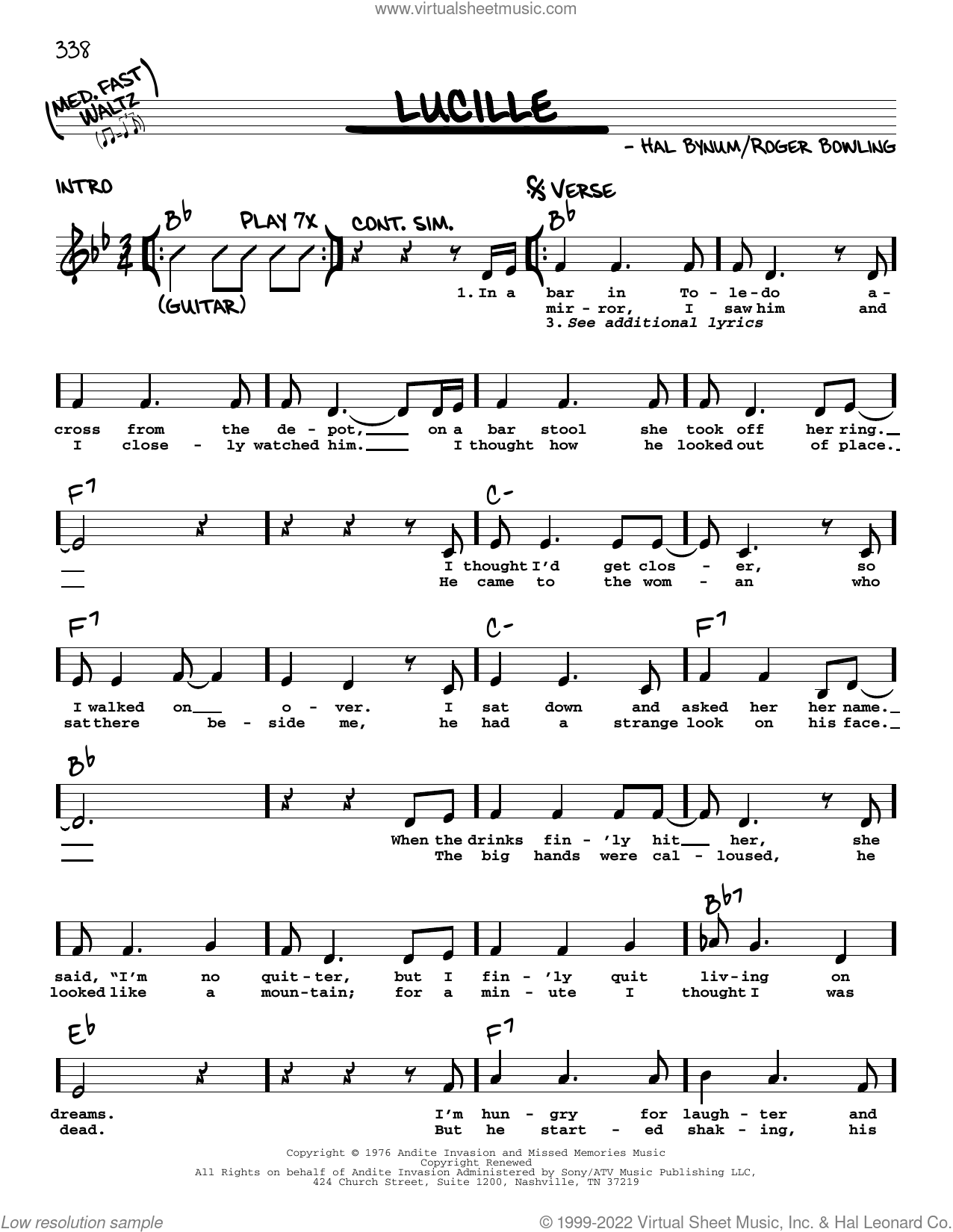Lucille sheet music (real book with lyrics) (PDF)
