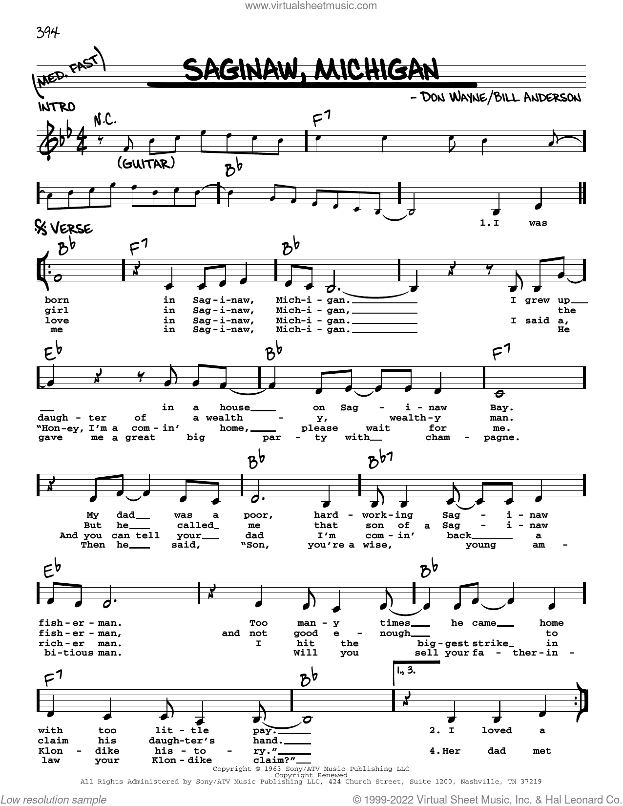 Saginaw, Michigan sheet music (real book with lyrics) (PDF)