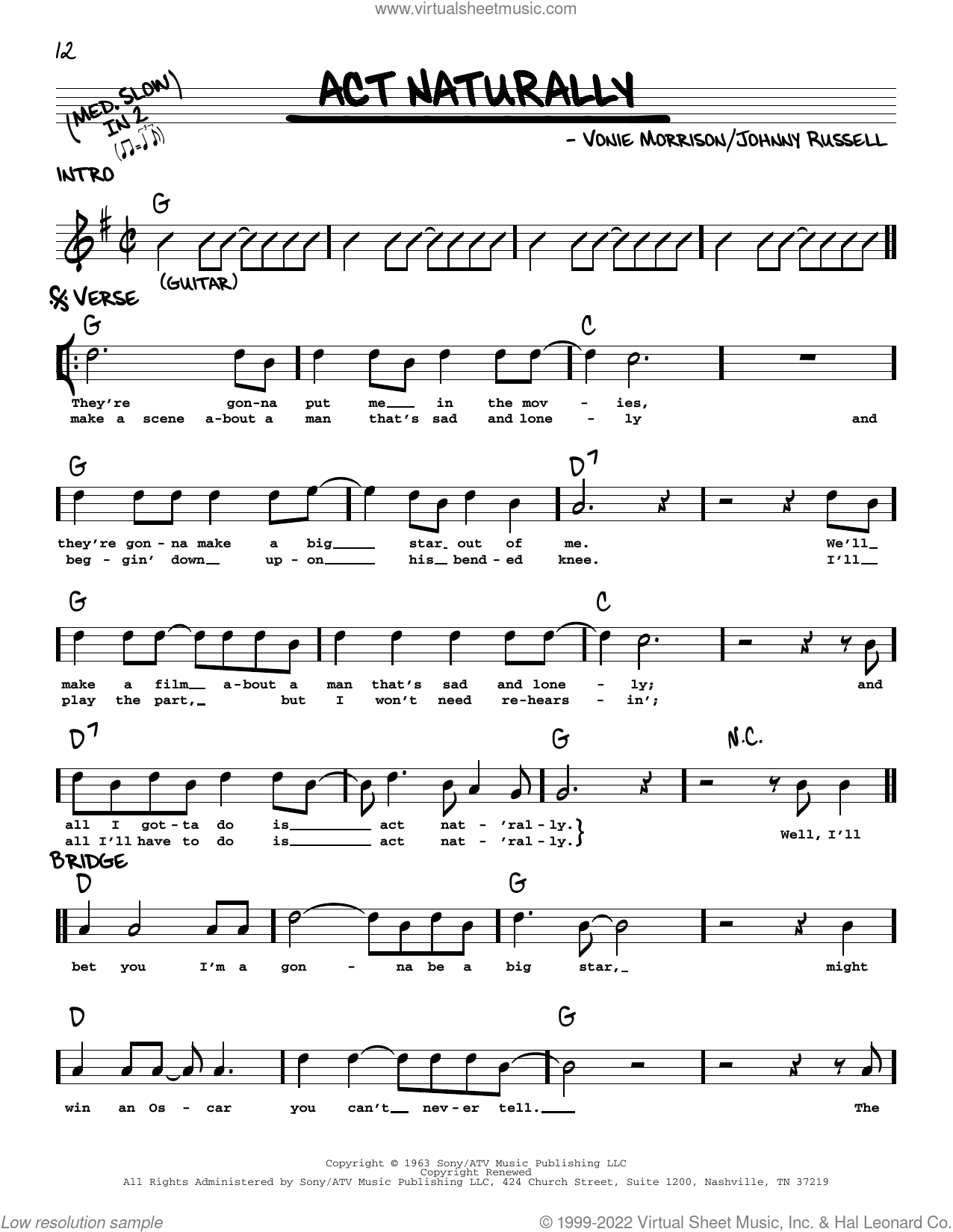 Act Naturally sheet music (real book with lyrics) (PDF)
