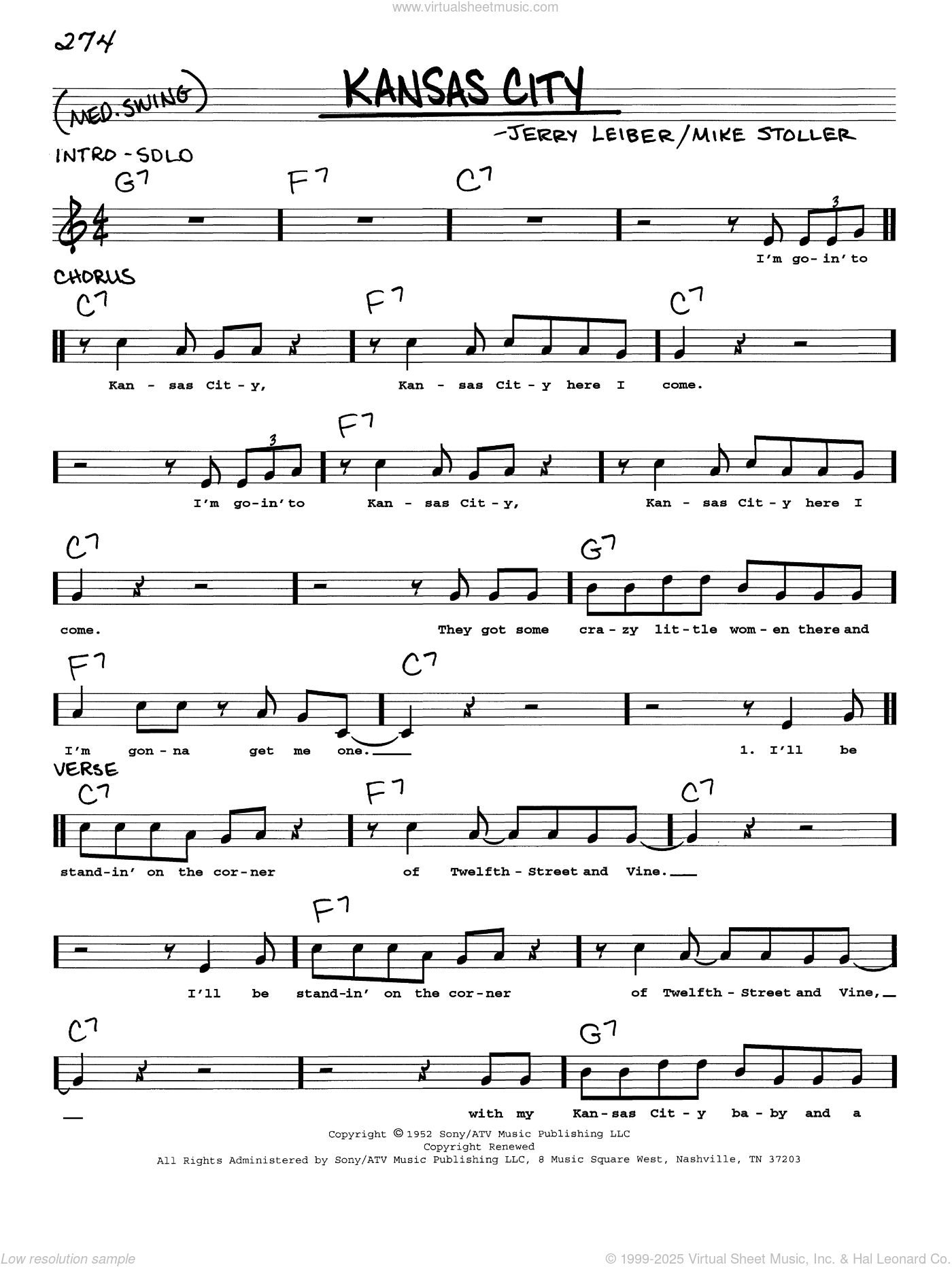 Kansas City sheet music (real book with lyrics) (PDF)