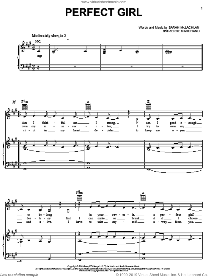 Perfect Girl sheet music for voice, piano or guitar (PDF)