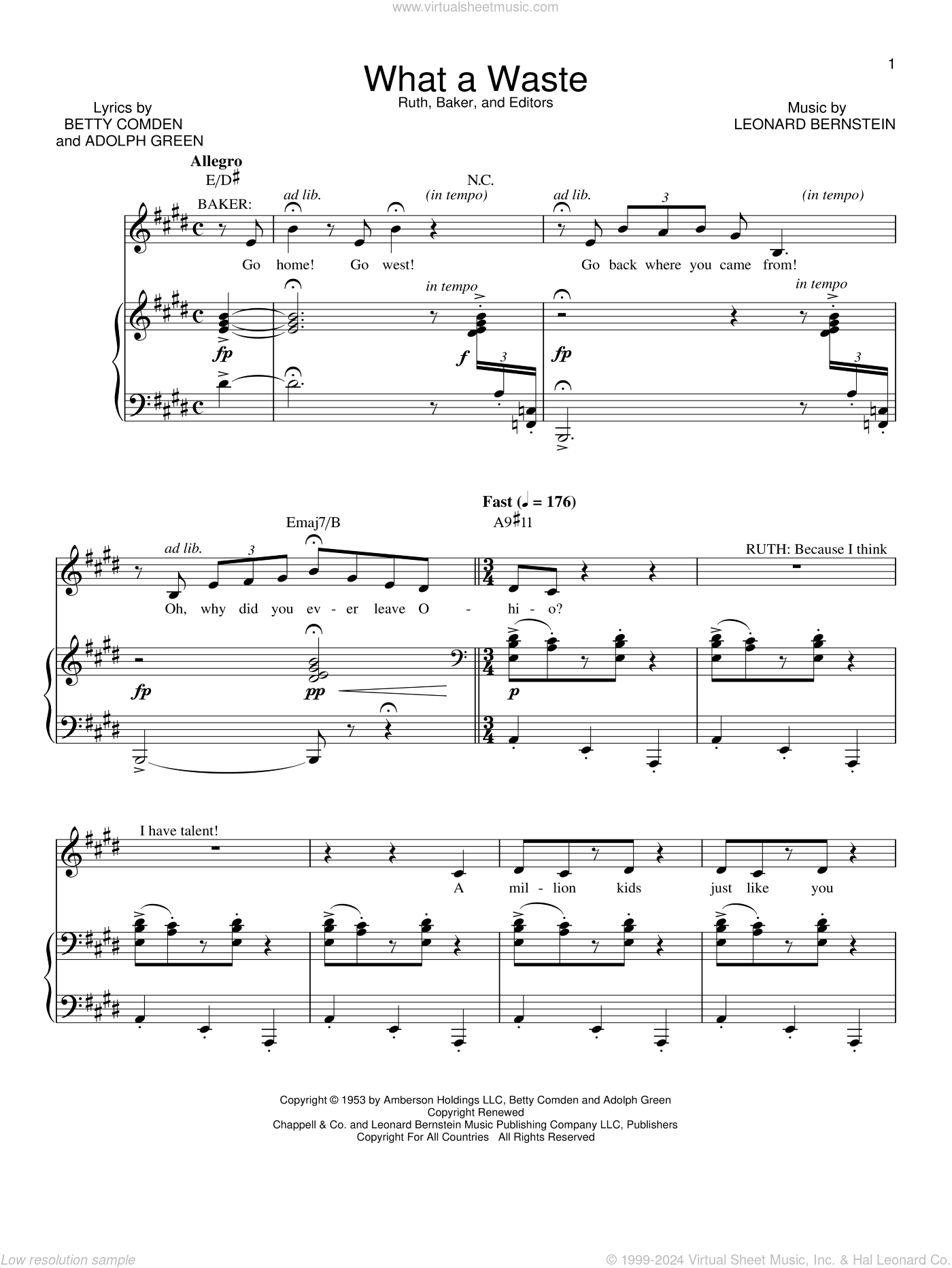 What A Waste sheet music for voice and piano (PDF-interactive)
