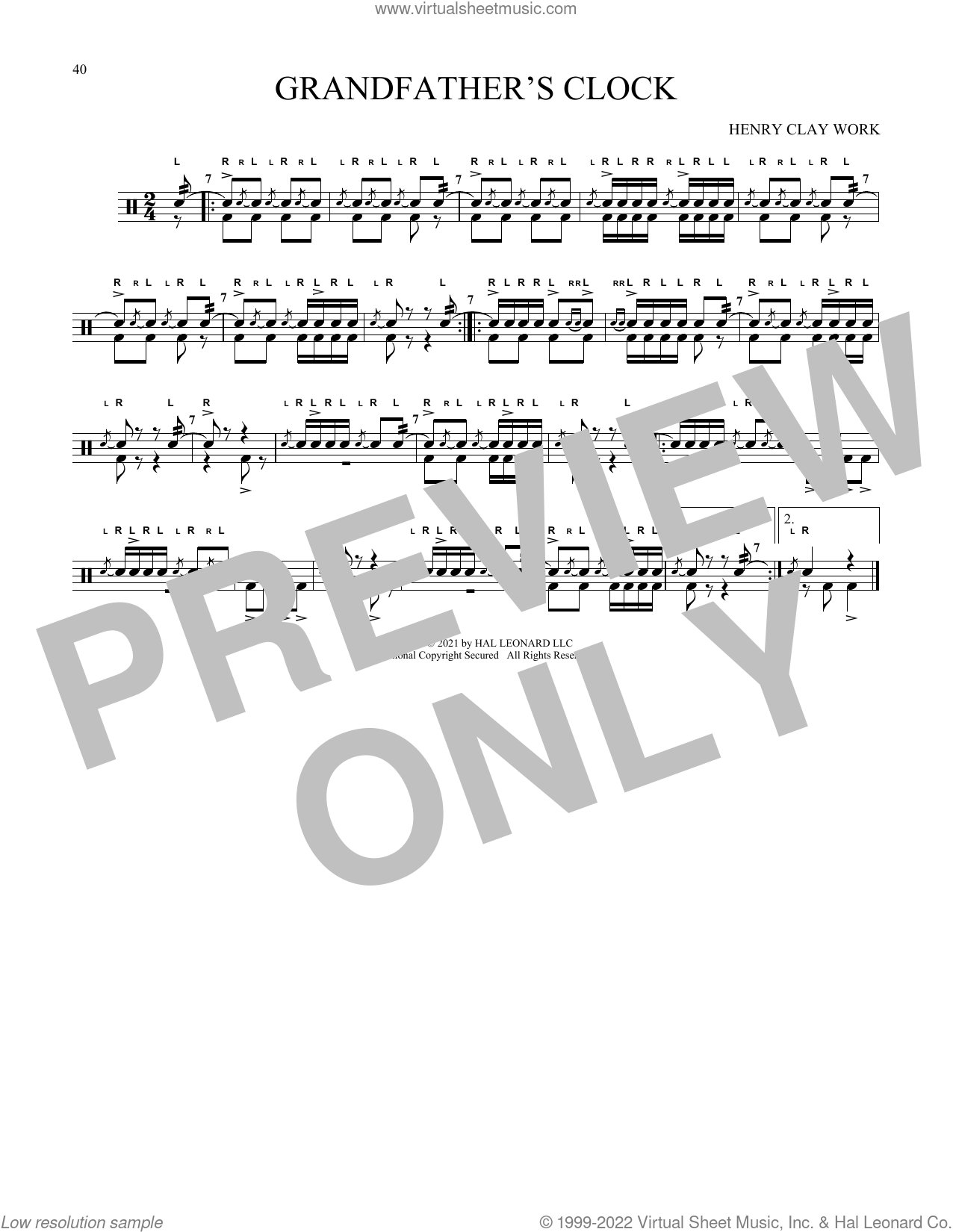 Grandfather's Clock sheet music for Snare Drum Solo (percussions, drums)