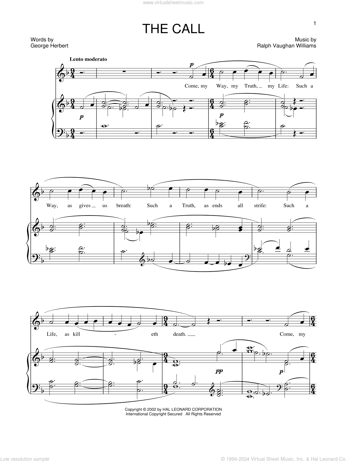 The Call sheet music for voice and piano (PDF-interactive)
