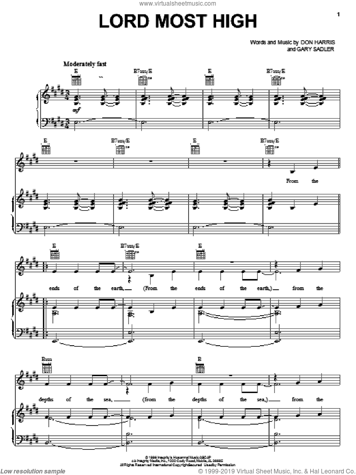 Lord Most High sheet music for voice, piano or guitar (PDF)