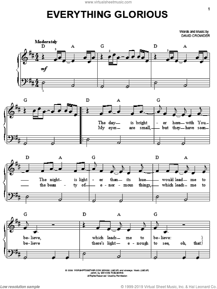 Everything Glorious sheet music for piano solo (PDF-interactive)