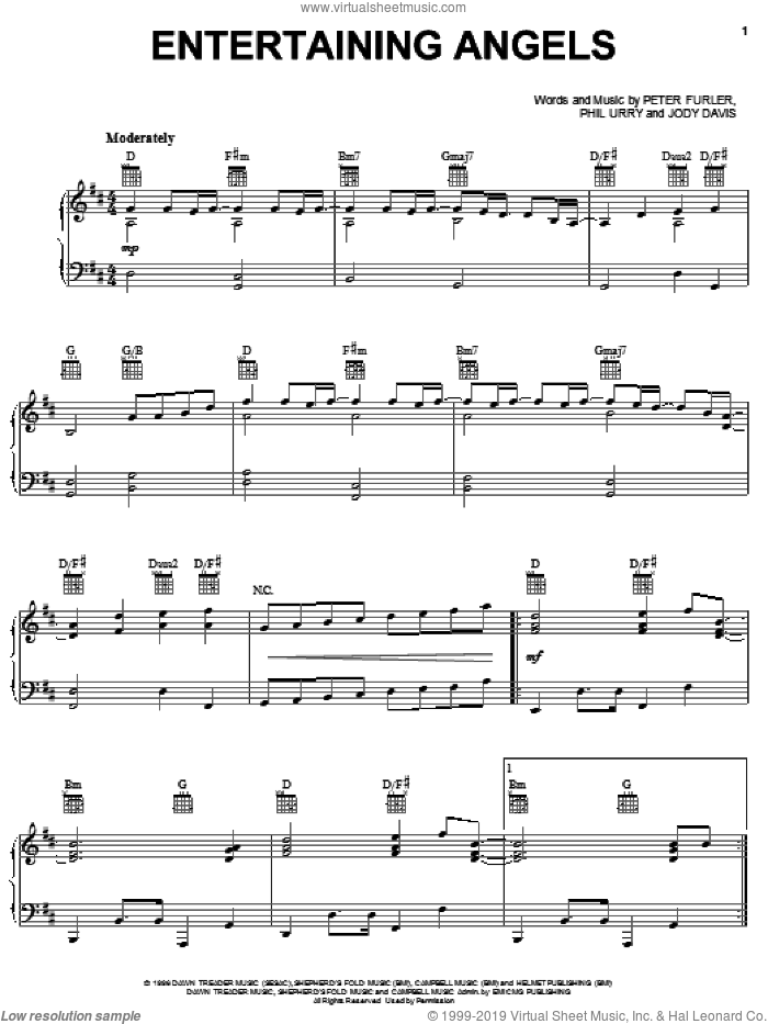 Entertaining Angels sheet music for voice, piano or guitar (PDF)
