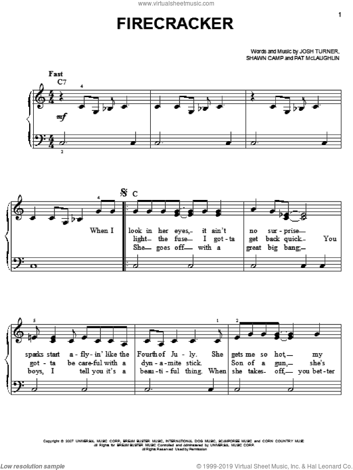 Firecracker sheet music for piano solo (PDF-interactive)