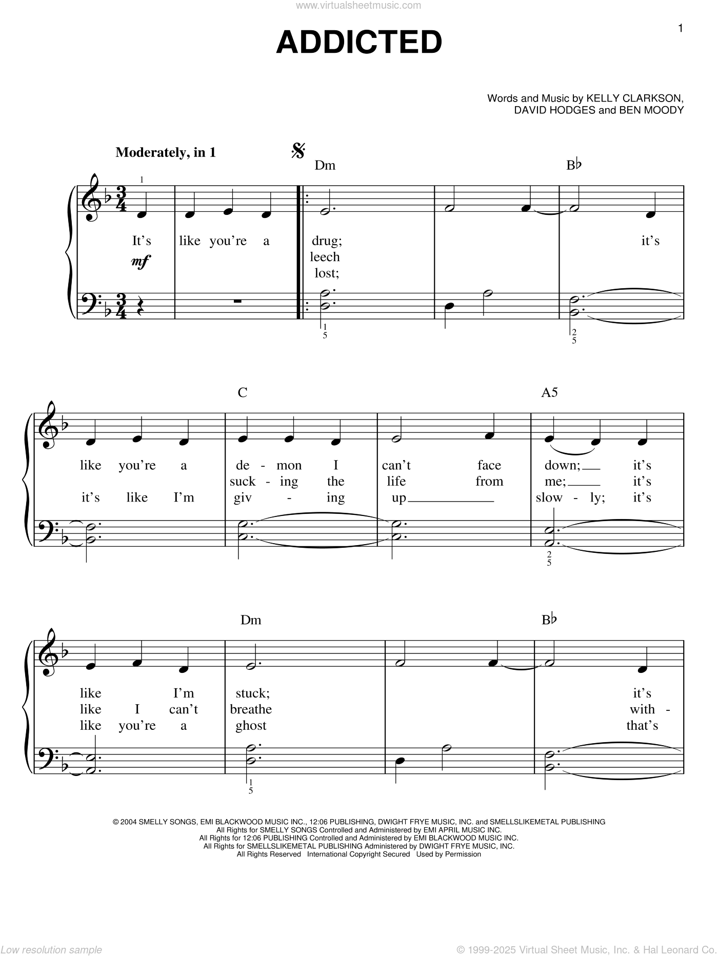 Addicted sheet music for piano solo (PDF-interactive)