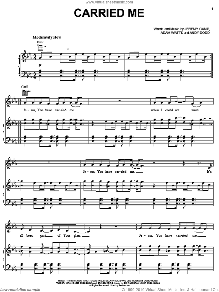 Carried Me sheet music for voice, piano or guitar (PDF)