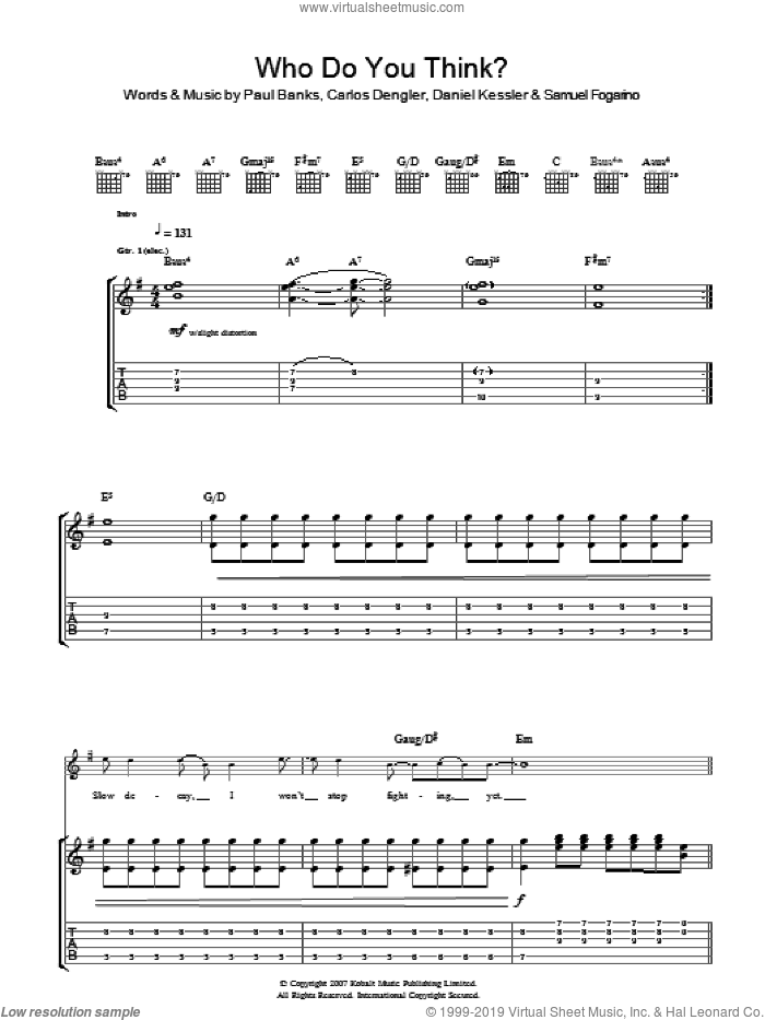 Who Do You Think sheet music for guitar (tablature) (PDF)