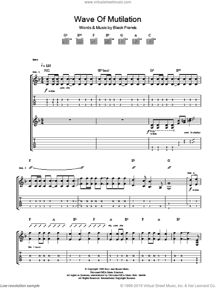 Wave Of Mutilation sheet music for guitar (tablature) (PDF)