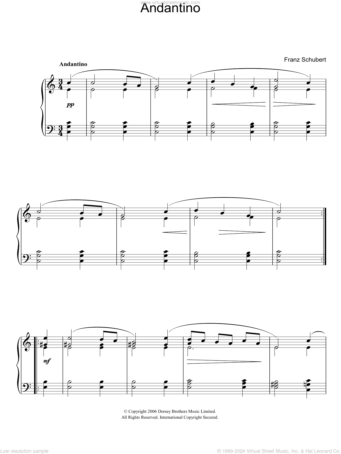 Andantino sheet music for piano solo (PDF)
