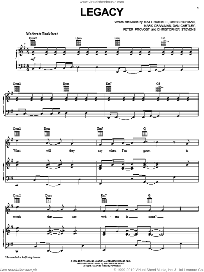 Legacy sheet music for voice, piano or guitar (PDF-interactive)