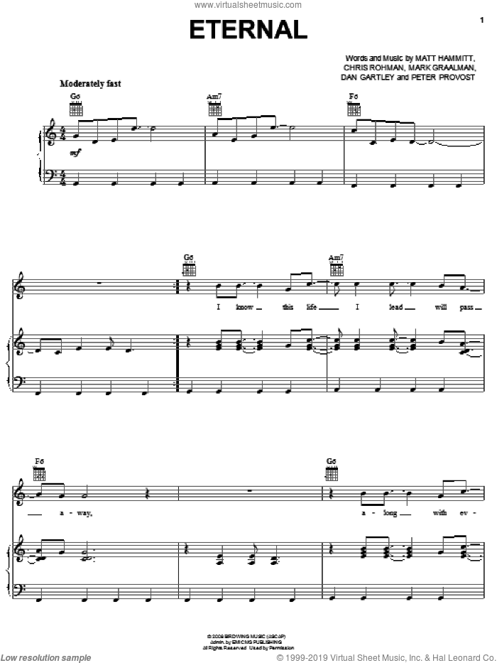 Eternal sheet music for voice, piano or guitar (PDF-interactive)