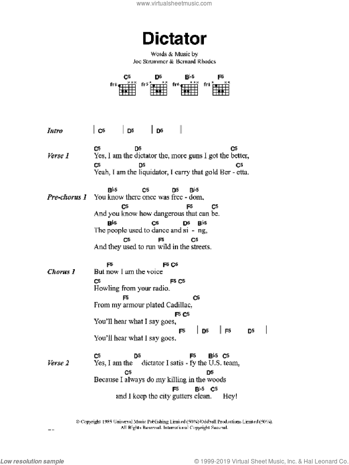 Dictator sheet music for guitar (chords) (PDF)