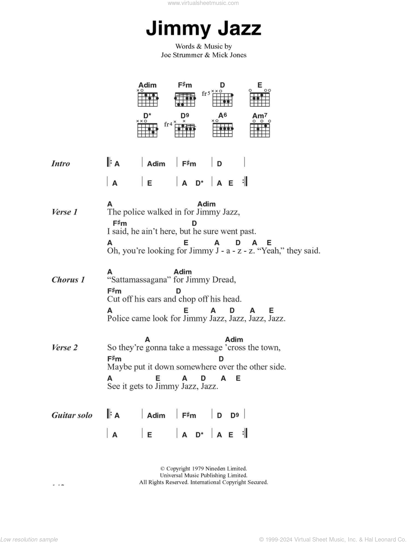 Jimmy Jazz sheet music for guitar (chords) (PDF)