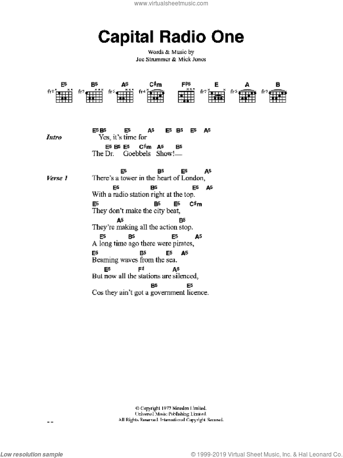 Capital Radio One sheet music for guitar (chords) (PDF)