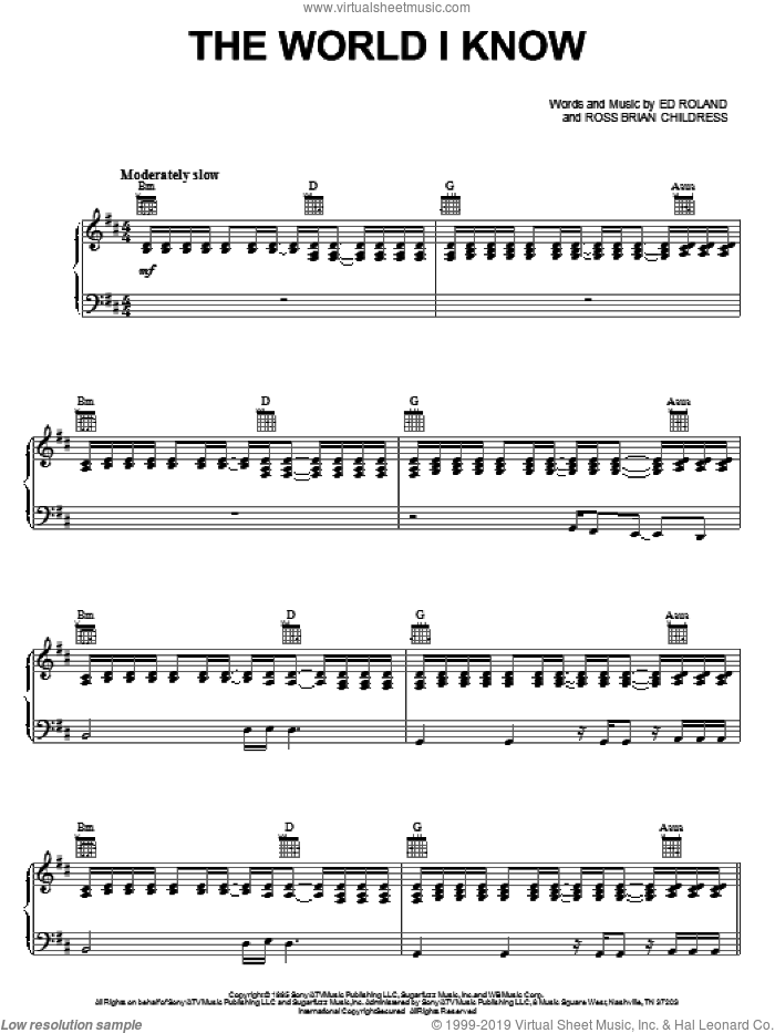 The World I Know sheet music for voice, piano or guitar (PDF)