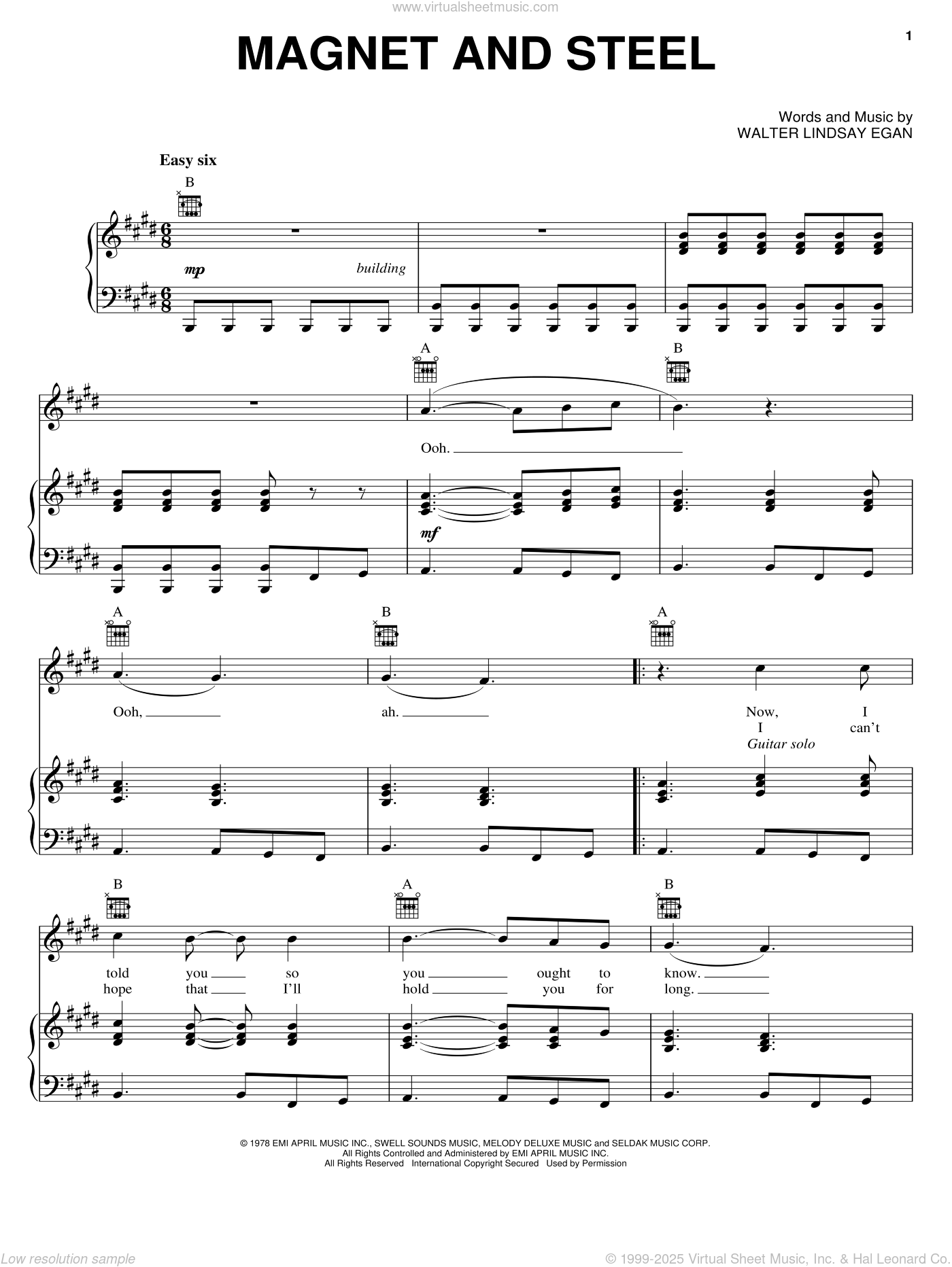 Magnet And Steel sheet music for voice, piano or guitar (PDF)