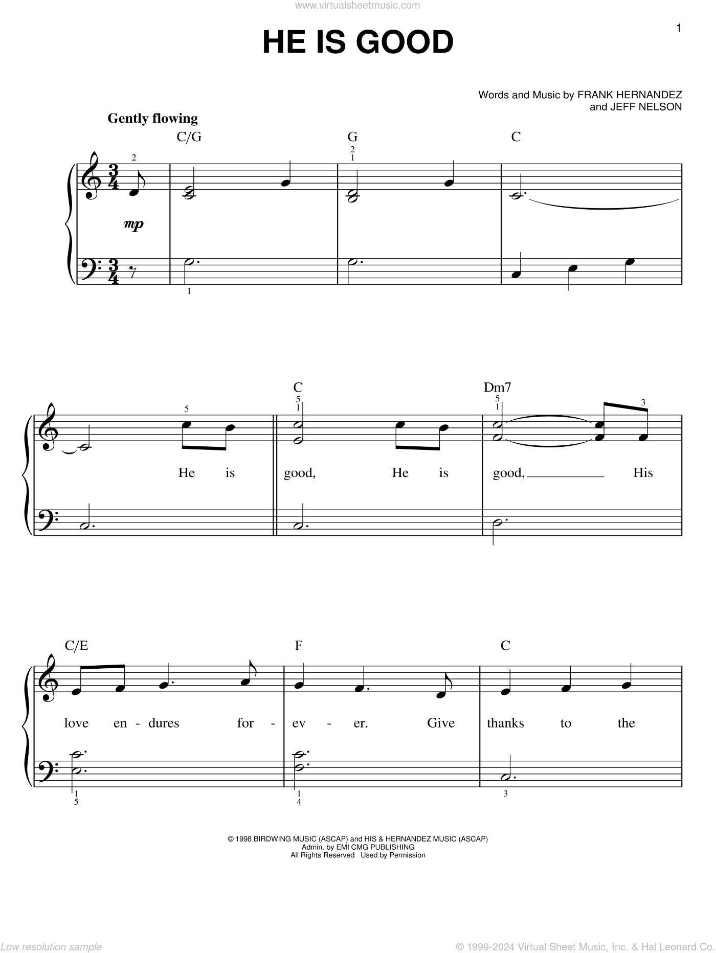 He Is Good sheet music for piano solo (PDF-interactive)