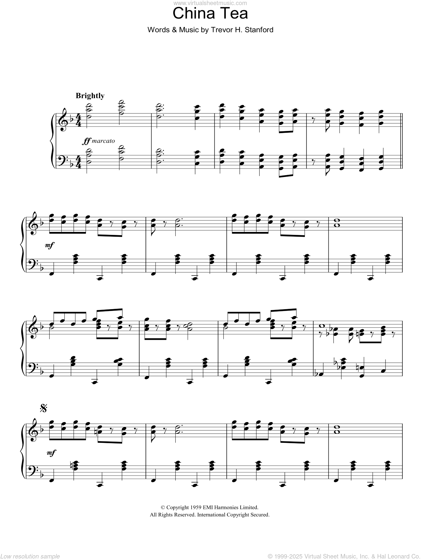 China Tea sheet music for piano solo (PDF-interactive)