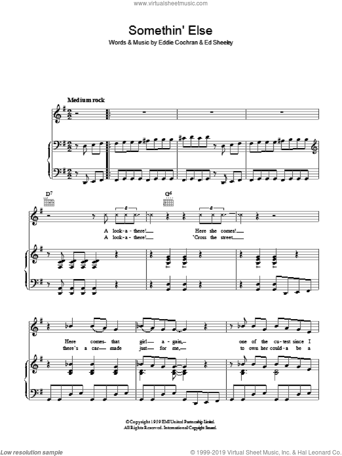 Somethin' Else sheet music for voice, piano or guitar (PDF)