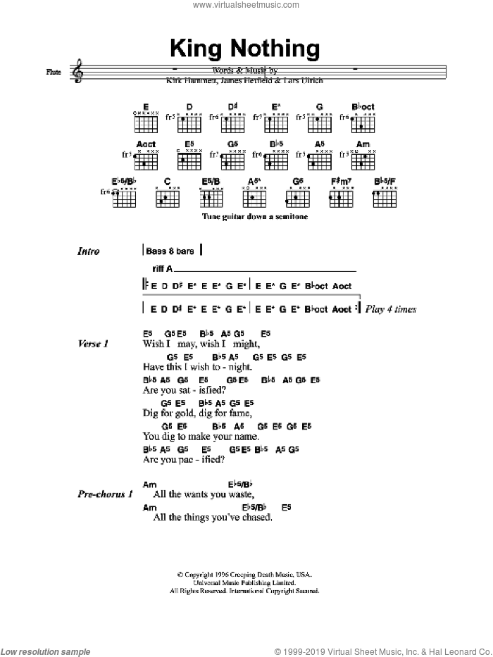 King Nothing sheet music for guitar (chords) (PDF)