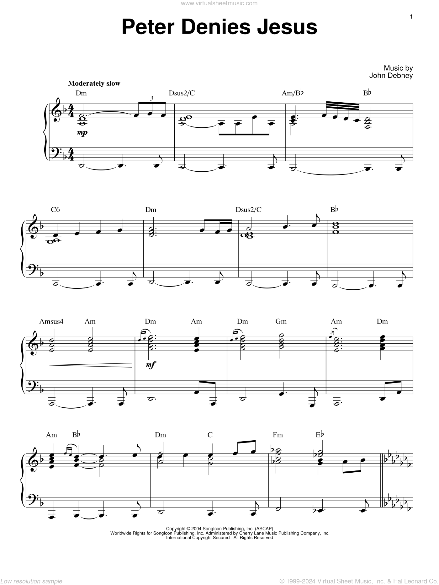 Peter Denies Jesus sheet music for piano solo (PDF-interactive)